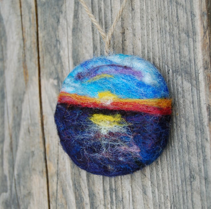 Sunrise decoration, needlefelt hanging decorat... - Folksy