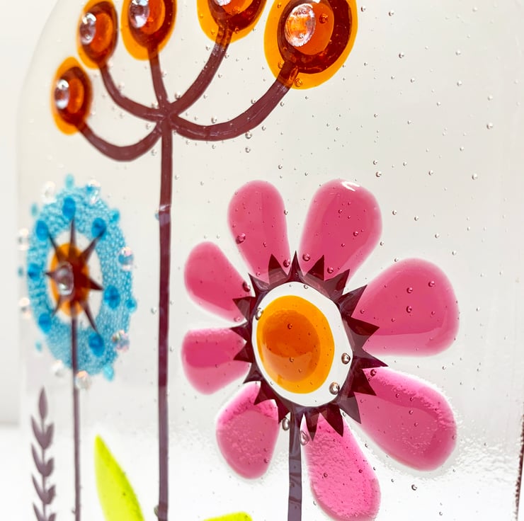 Fused Glass Botanicals on Oak 4 - Handmade Fuse... - Folksy