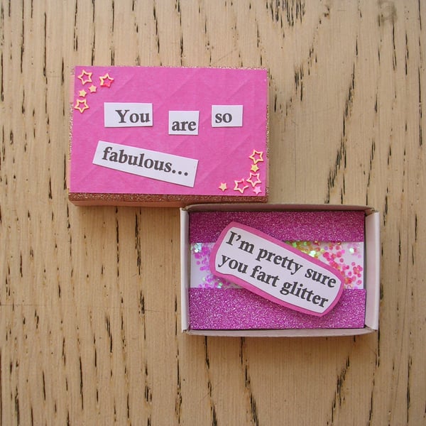 You're So Fabulous matchbox message - Folksy