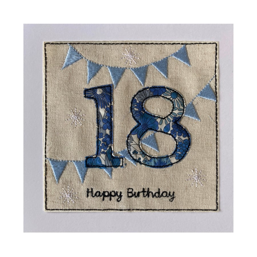18th Birthday Card, Age 18 Bunting Birthday Car... - Folksy