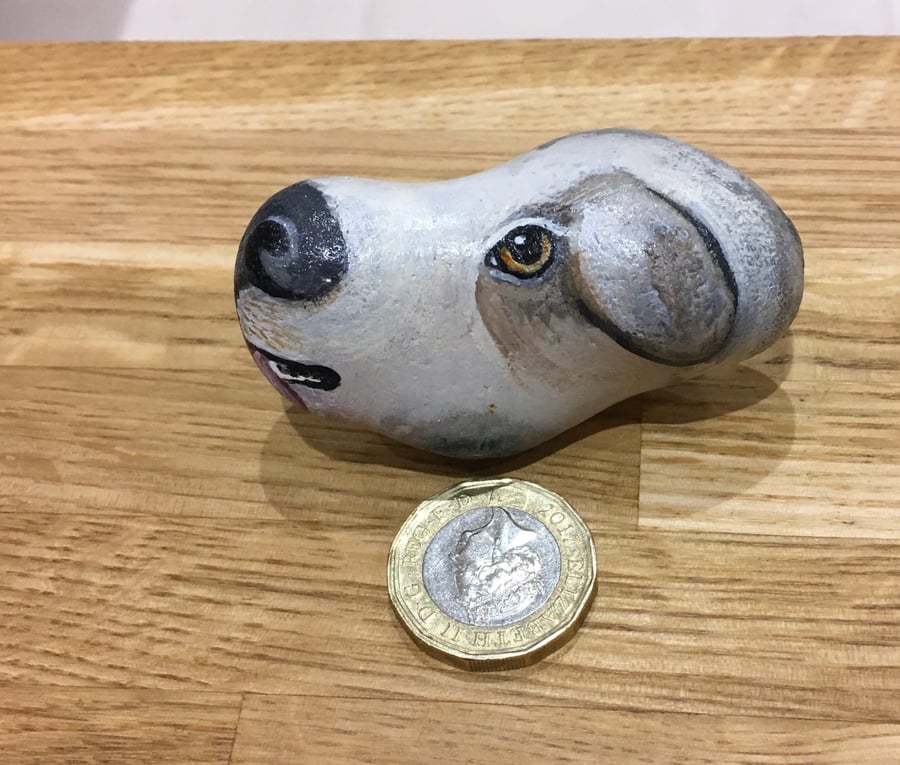 Dog shaped rock stone painting pet gift pebble - Folksy