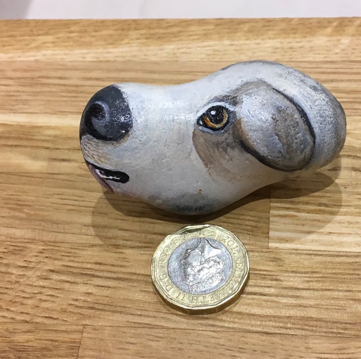 Dog shaped rock stone painting pet gift pebble - Folksy
