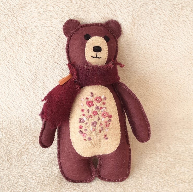 Teddy bear, Scandi style woodland felt teddy be... - Folksy