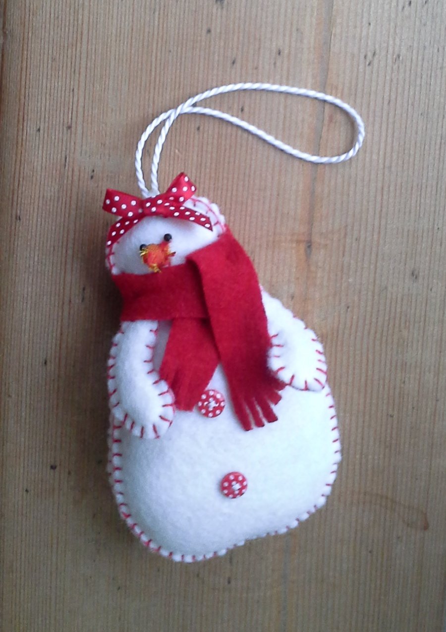 Felt Snow-woman in red - Folksy