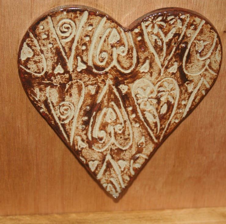 Framed textured ceramic valentine heart - Folksy