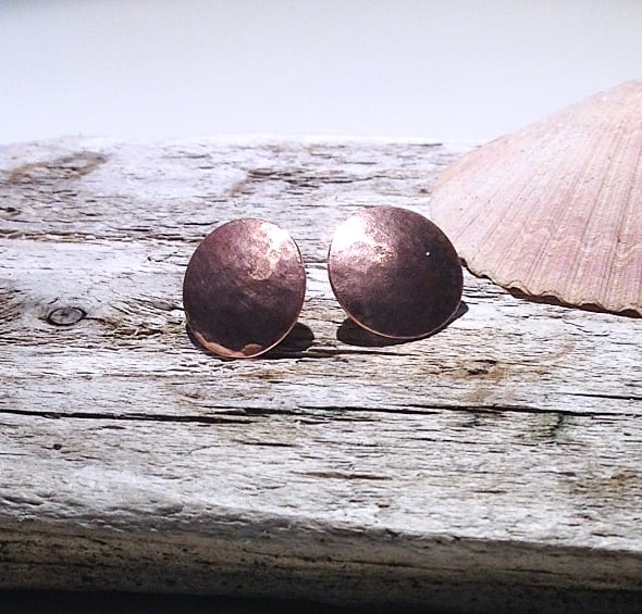 Handmade Copper Stud Earrings - UK Free Post - Folksy