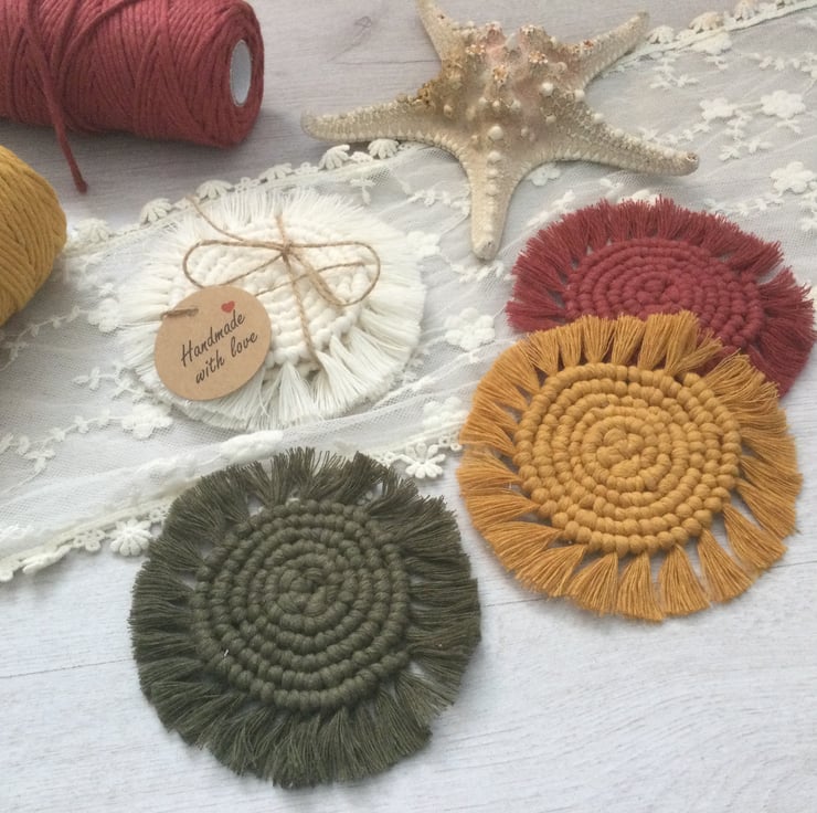 Stylish Handmade Macrame Coasters , boho decor,... - Folksy