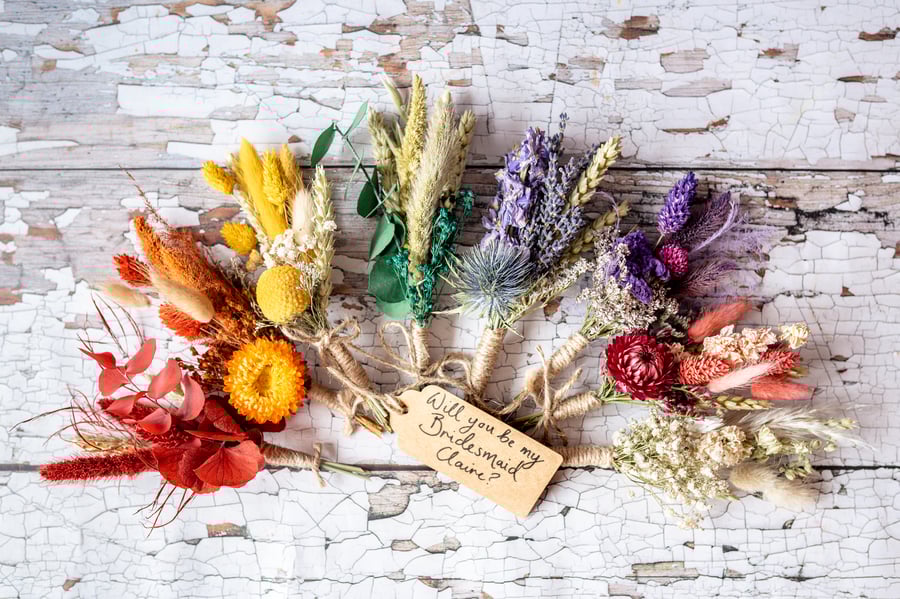 Dried Flower Mini Posy. Will You Be My Bridesma... - Folksy