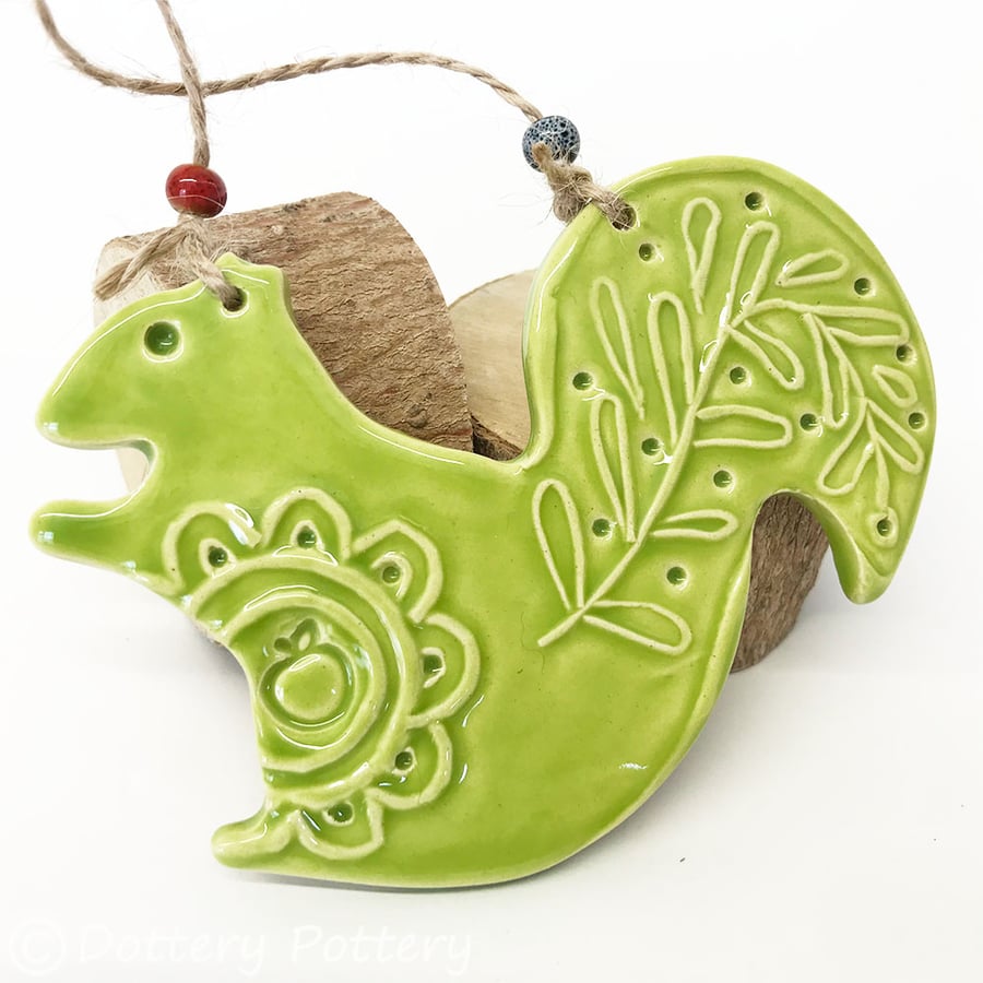 Ceramic squirrel decoration Pottery squirrel wo... - Folksy