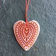 Scandi Folk heart Love gift Decoration red, whi... - Folksy