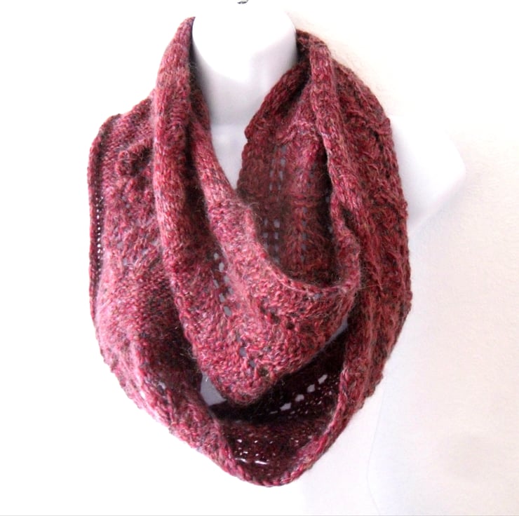 Maroon Infinity Scarf with flower detail , HALF... - Folksy