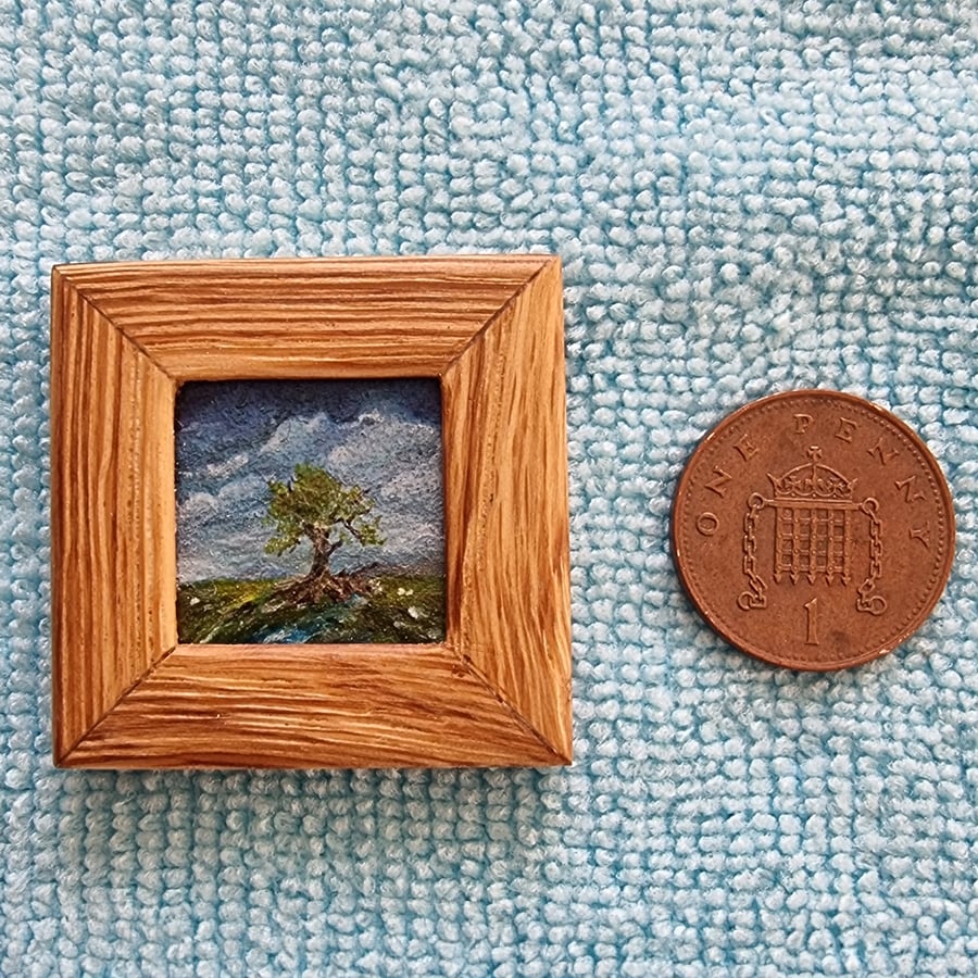 Tiny Tree - Miniature Original Oil Painting - Folksy