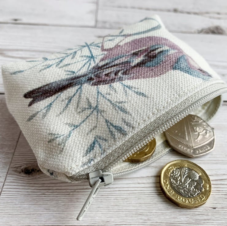 SOLD - Small Purse, Coin Purse with Chaffinch a... - Folksy