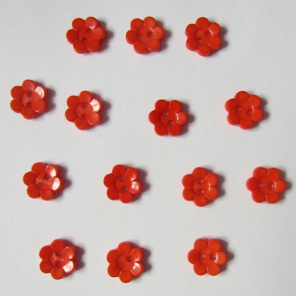 14 Orange Flower Buttons - Folksy