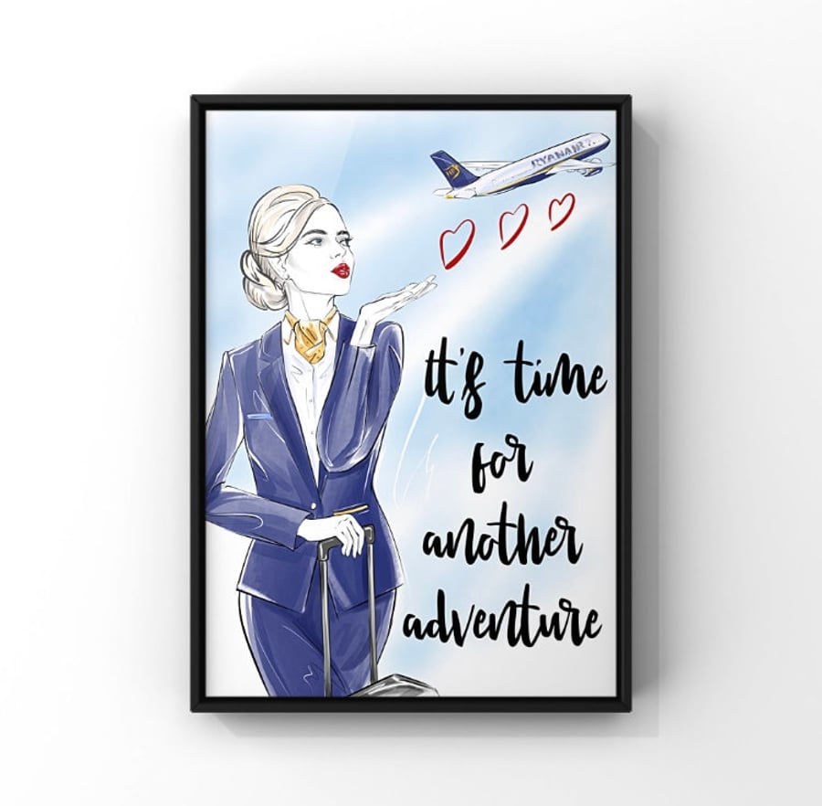 Ryanair Flight Attendant Travel Print - Folksy