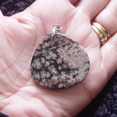 Snowflake Jasper Pendant with Sterling Silver B... - Folksy
