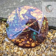Stained glass witch clock - Folksy