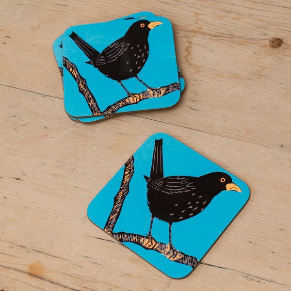 Coasters, Bird Coasters, Blackbird Coasters - Folksy