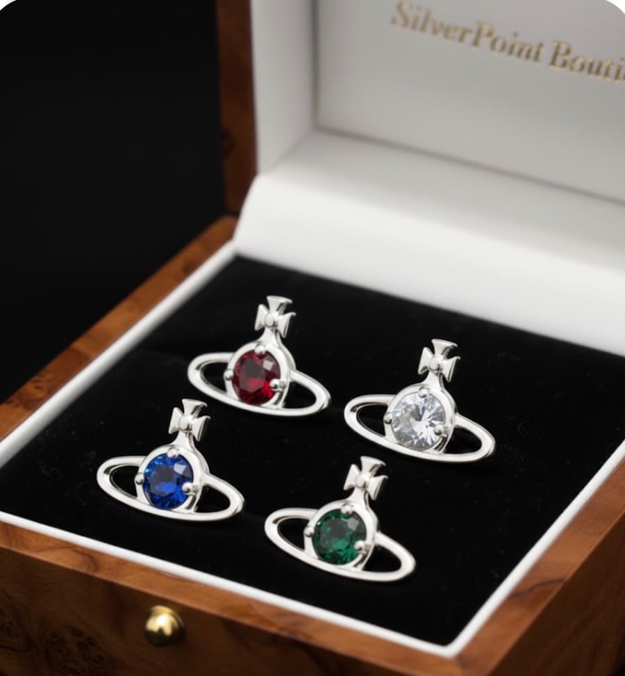 Sterling Silver Orb Stud Earrings, Dainty Satur... - Folksy