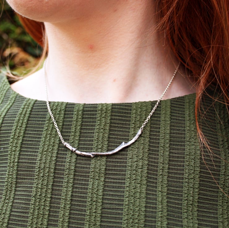 Silver Twig Necklace - Folksy