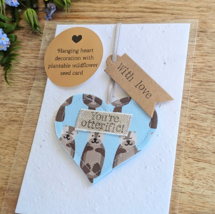 You're Otterific! Hanging Heart Decoration with... - Folksy