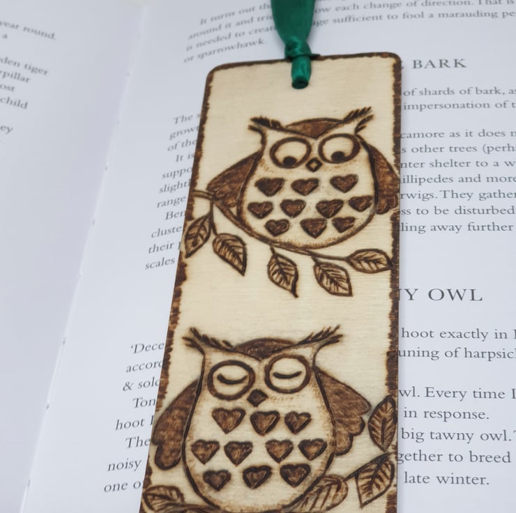 Owl bookmark, cute owls wooden bookmark, pyrogr... - Folksy