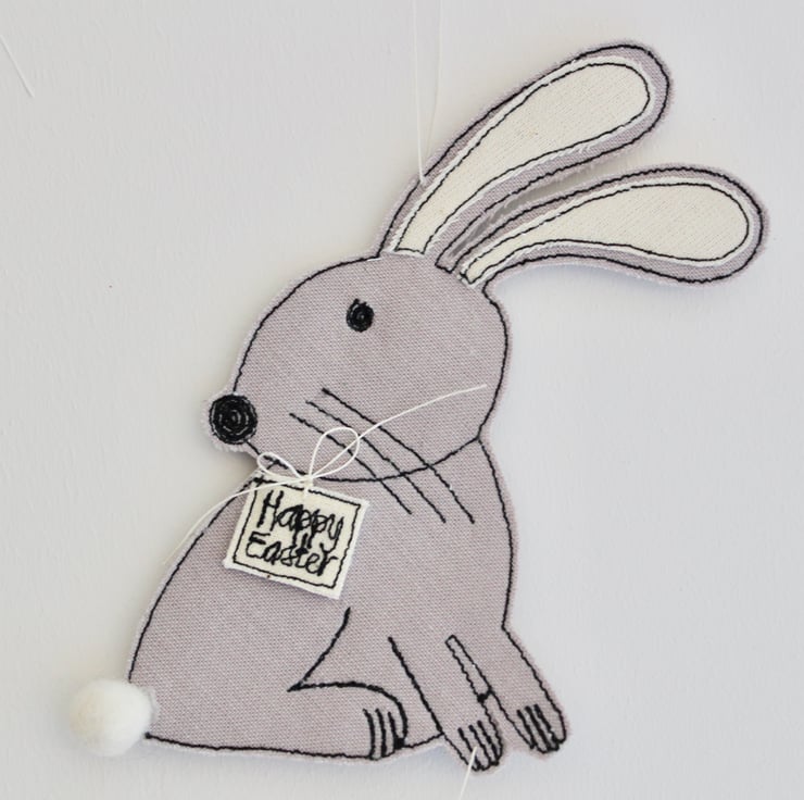 'Happy Easter Bunny' - Hanging Decoration - Folksy