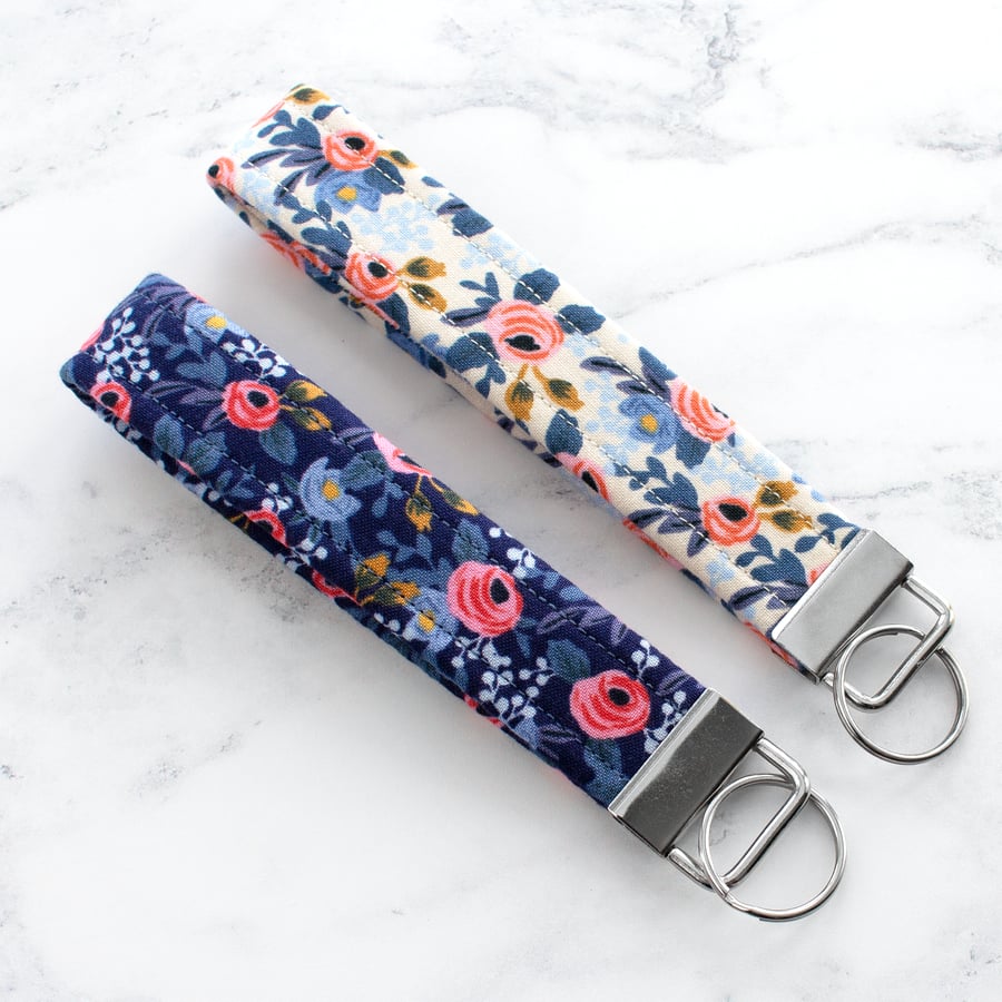 Key Ring, Wristlet - Handmade using Rifle Paper... - Folksy
