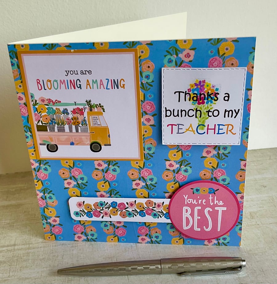 Card. Thank you to my teacher. Card for teacher. - Folksy