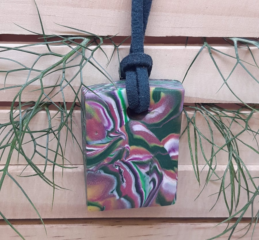 Multi coloured rectangular pendant - Folksy