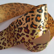 1m Printed Ribbon - Satin - 40mm - Leopard Print - Folksy