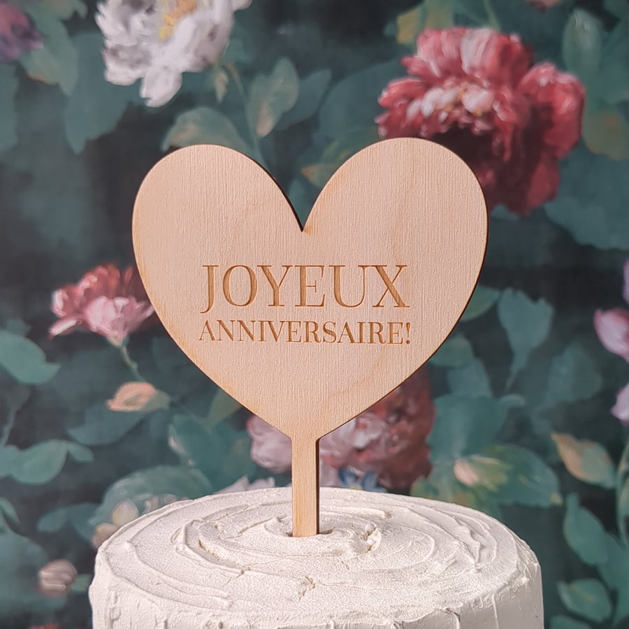CLEARANCE Joyeux Anniversaire Cake Topper - Folksy