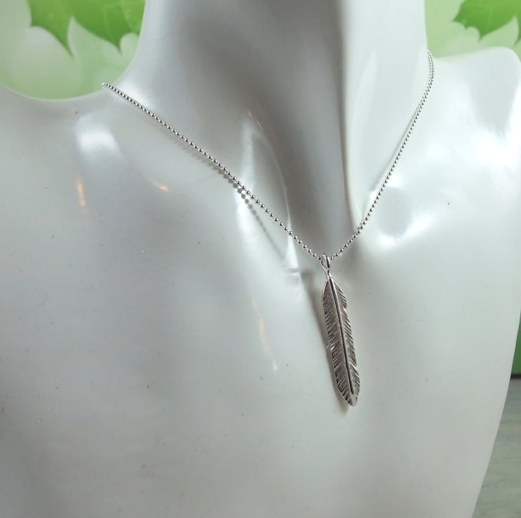 Feather Necklace. Recycled Sterling Silver Keep... - Folksy