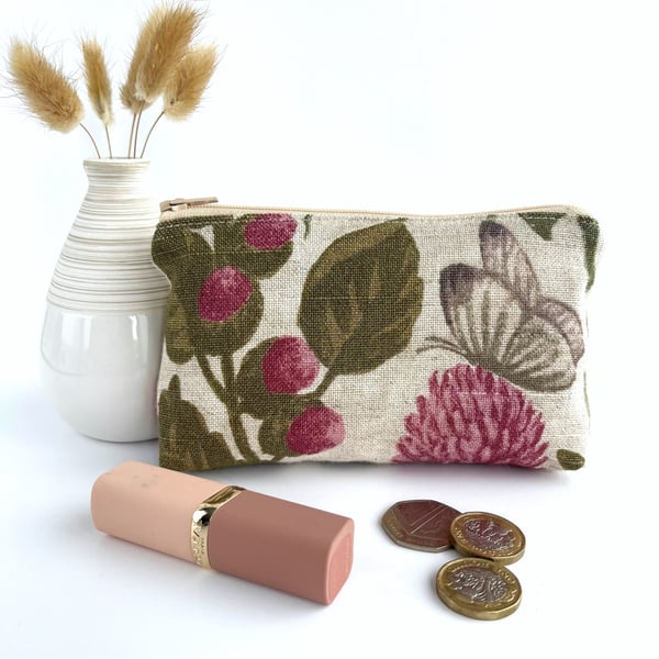 Large Coin Purse with Pink Flowers and White Bu... - Folksy