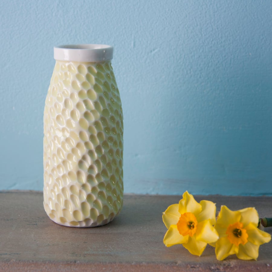 Yellow Milk Bottle Vase - Folksy
