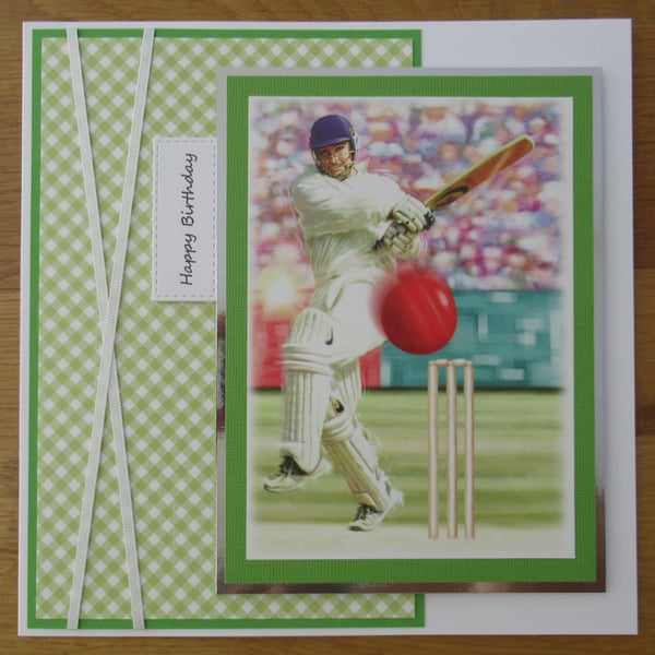 Cricketer - 8x8" Birthday Card - Folksy