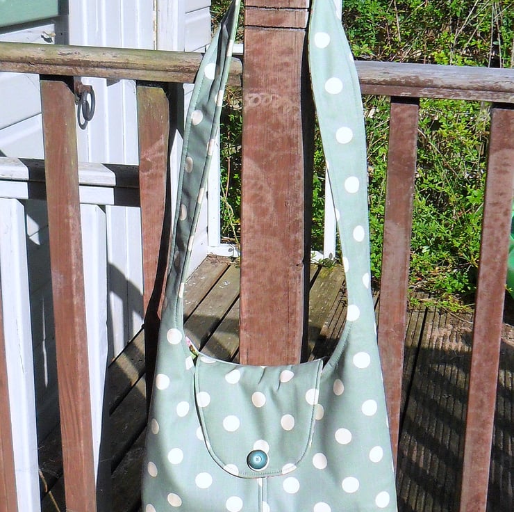 Green spotted hobo bag. Shoulder bag. - Folksy