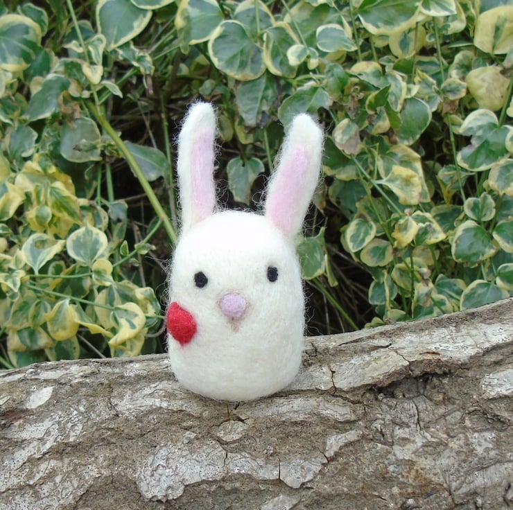 Cute white rabbit - Easter decor - wool rabbit ... - Folksy