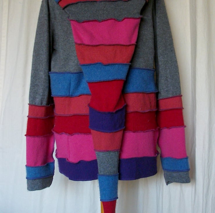 Cashmere Upcycled Sweater Wool Hoodie with Butt... - Folksy