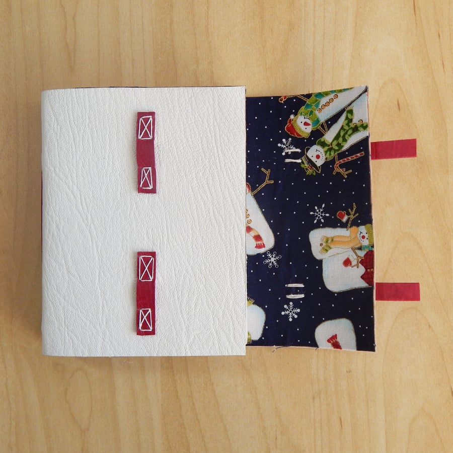 White Leather Snowman journal Notebook. Snowmen... - Folksy