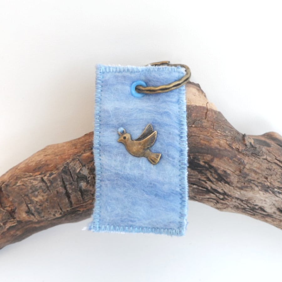 Felted key ring - "bird" - Folksy
