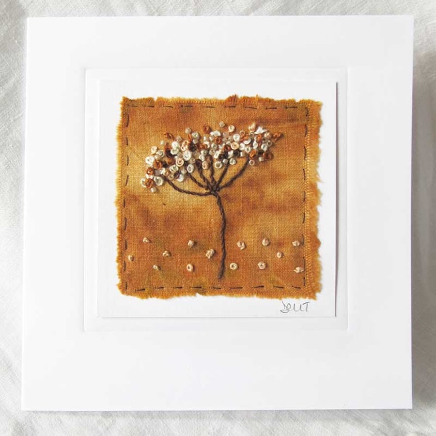 RUST PRINTED EMBROIDERED CARD - Folksy
