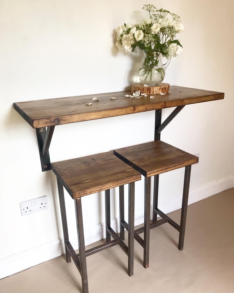 Industrial rust effect patina breakfast bar - Folksy