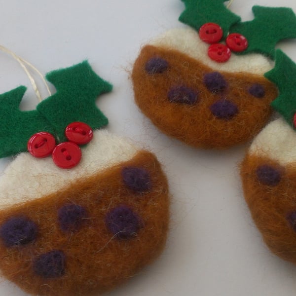 Needle Felted Christmas Pudding Decorations - Folksy
