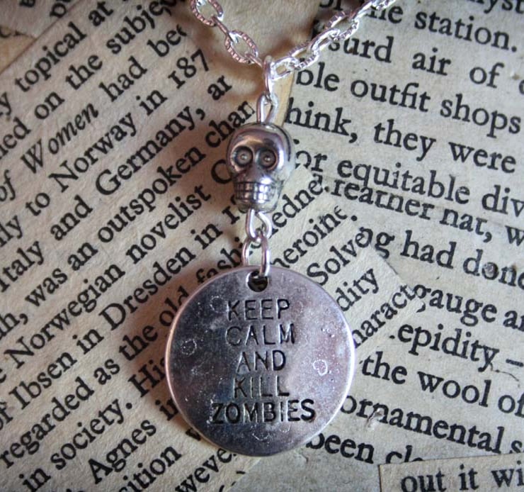 Zombie Apocalypse Skull Bead Silver Medallion N... - Folksy