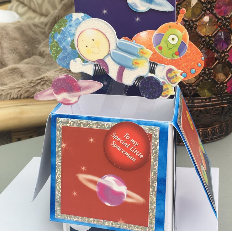 Little Spaceman pop-up birthday card - Folksy