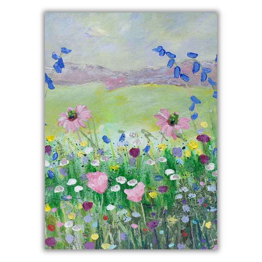 A mounted acrylic painting - wildflowers - sunn... - Folksy