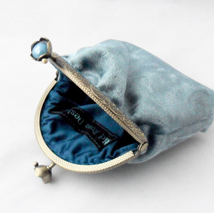 Aqua velvet coin purse - Folksy