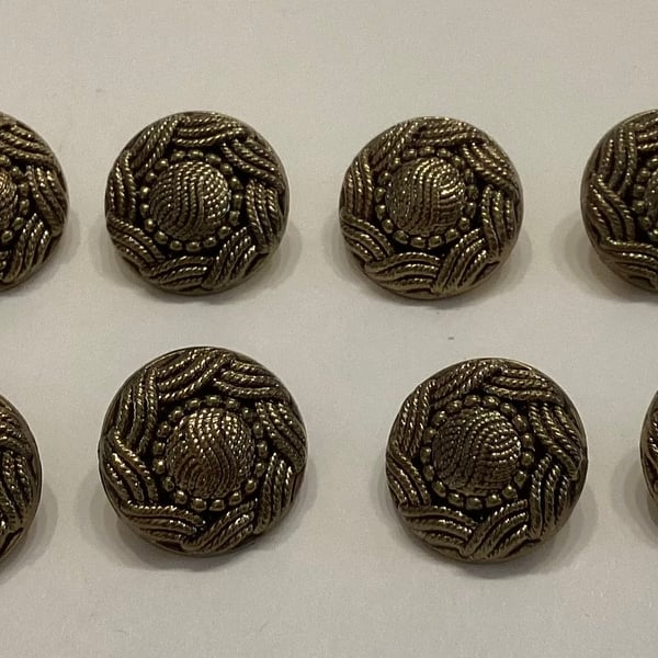Buttons, brass coloured, metallic, textured, se... - Folksy