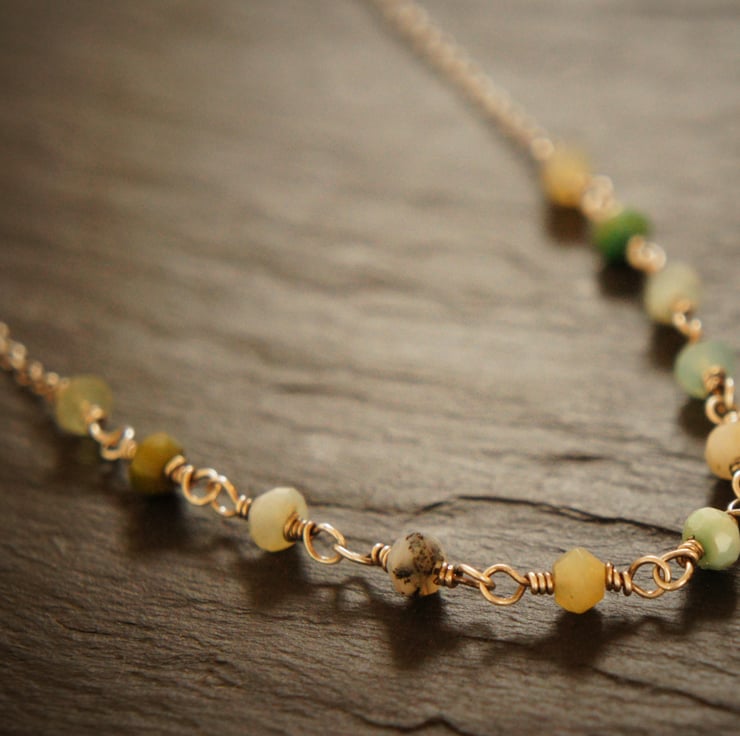 Green Peruvian Opal and Silver Necklace, Earth ... - Folksy